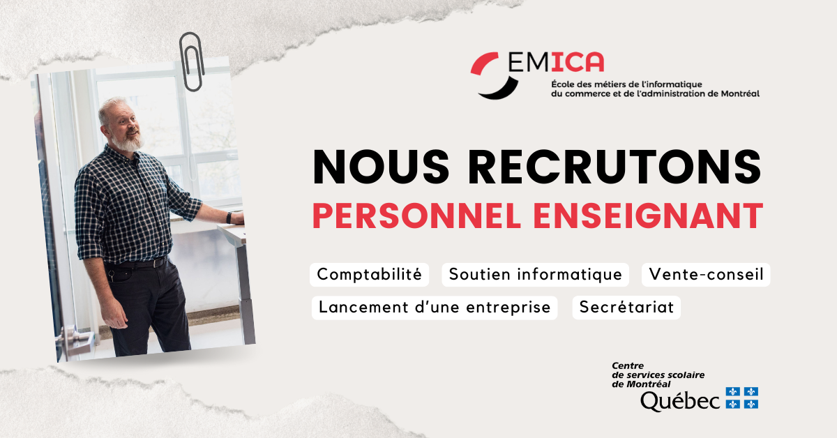 Enseigner à l'EMICA | École des métiers de l'informatique, du commerce et de l'administration